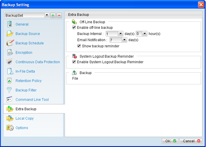 6 Configure backup sets